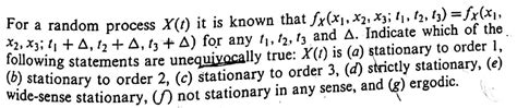 solved for a random process x t it is known that
