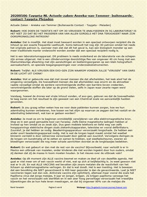 20200506 Taygeta Nl Actuele Zaken Aneeka Van Temmer Buitenaards Contact Pdf