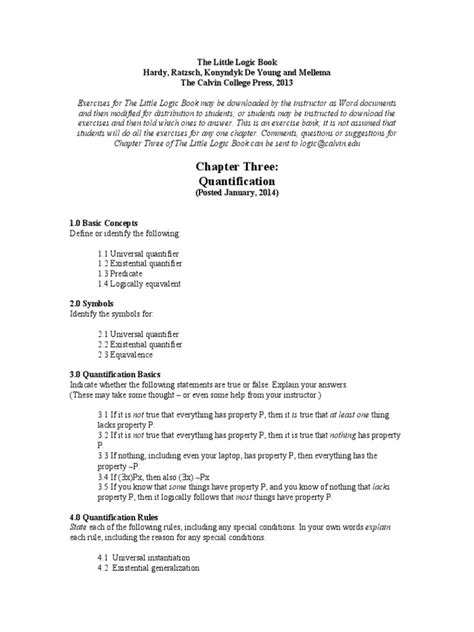 Chapter Three Quantification Pdf Logic Contemporary Philosophy