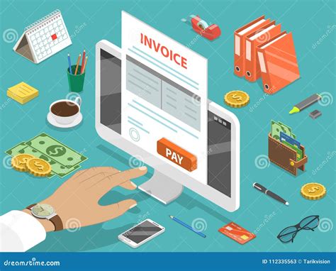Invoice Flat Isometric Vector Concept Stock Vector Illustration Of