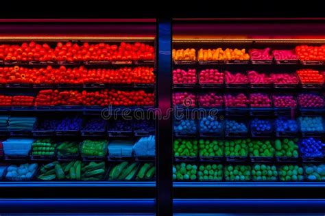 supermarket vegetables showcase with different fruits and vegetables