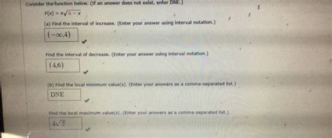 Solved Nsider The Function Below If An Answer Does Not Chegg Com