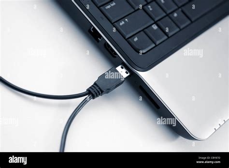 Connect Usb Cable To A Laptop Stock Photo Alamy