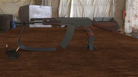 3d Model Russian Ak 47 Assault Rifle Vr Ar Low Poly Cgtrader