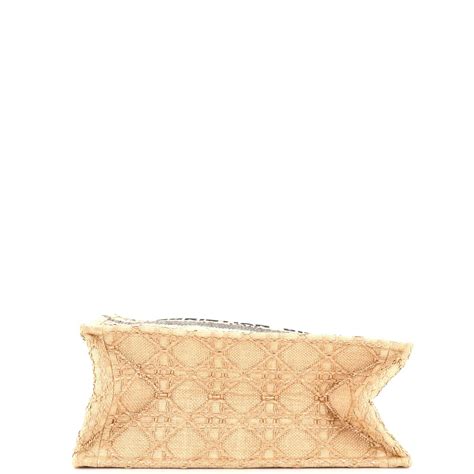 Christian Dior Book Tote Cannage Embroidered Raffia Medium For Sale At