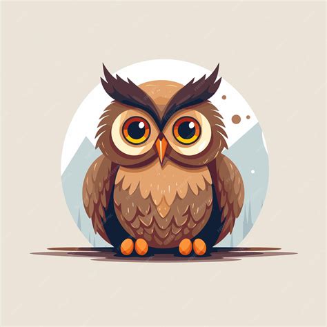 손으로 그린 부엉이 만화 그림 흰색 배경에 고립 프리미엄 벡터