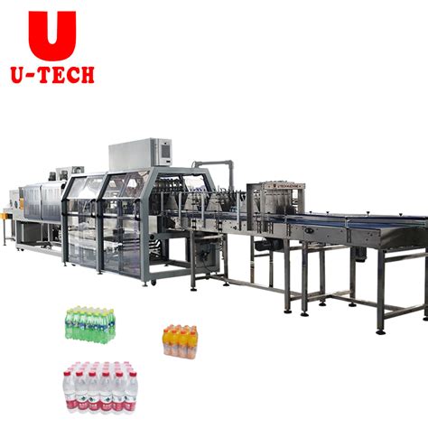 Automatic High Speed Beverage Plastic Glass Bottle Pvc Pe Film Tunnel Shrink Wrapping Packaging