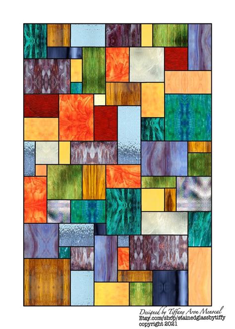 Abstract Square Stained Glass Pattern Digital Download Etsy Stained