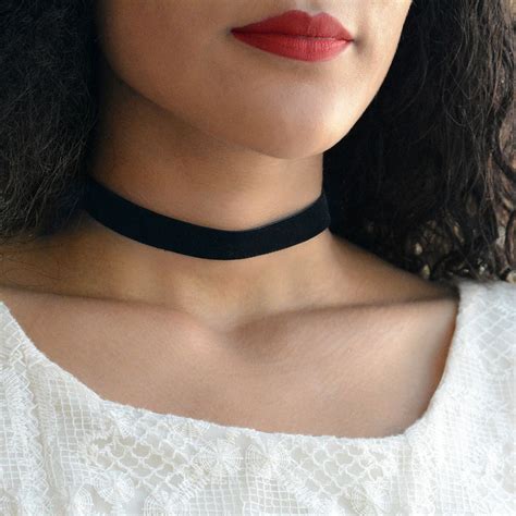Plain Black Velvet Choker 90s Goth Grunge Boho Necklace Etsy