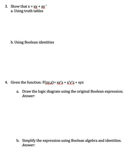 Solved 3 Show That X Xy Xy′ A Using Truth Tables B Using