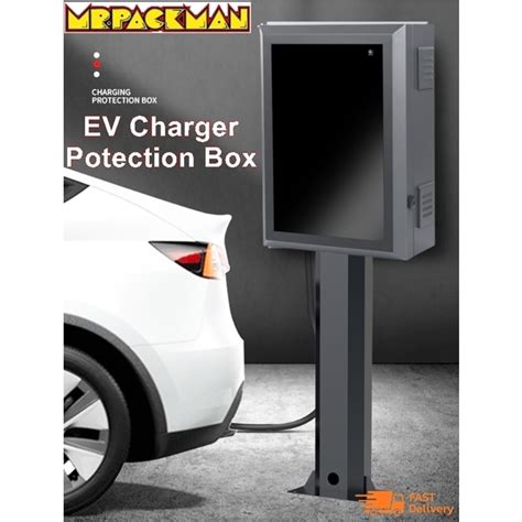 EV Charger Protection Box ตไฟ ขาตงต ev กนนำ ตใสเครองชารจรถยนตไฟฟา กระจกนรภย