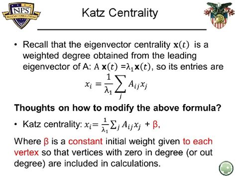 The Centralities Katz Centrality For Directed Graphs Recall