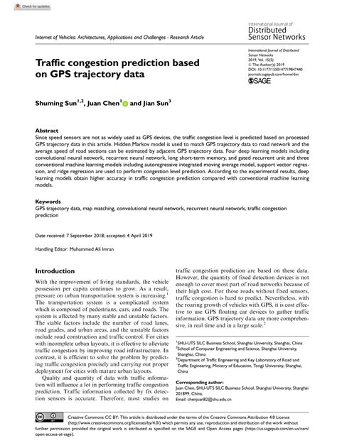 Pdf Traffic Congestion Prediction Based On Gps Trajectory Data