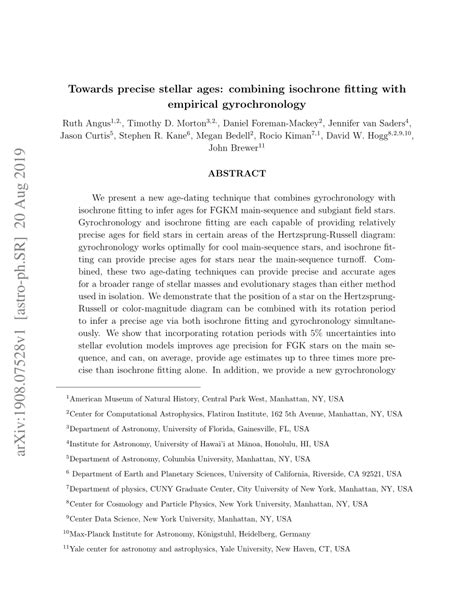 Pdf Towards Precise Stellar Ages Combining Isochrone Fitting With Empirical Gyrochronology