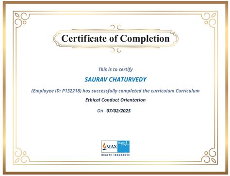 Certificate Of Ethical Conduct Orientation 🙂 Saurav Kumar Chaturvedy