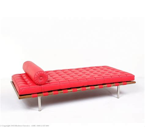 In Stock Red Leather Barcelona Daybed Mies Van Der Rohe Style Made By Mc