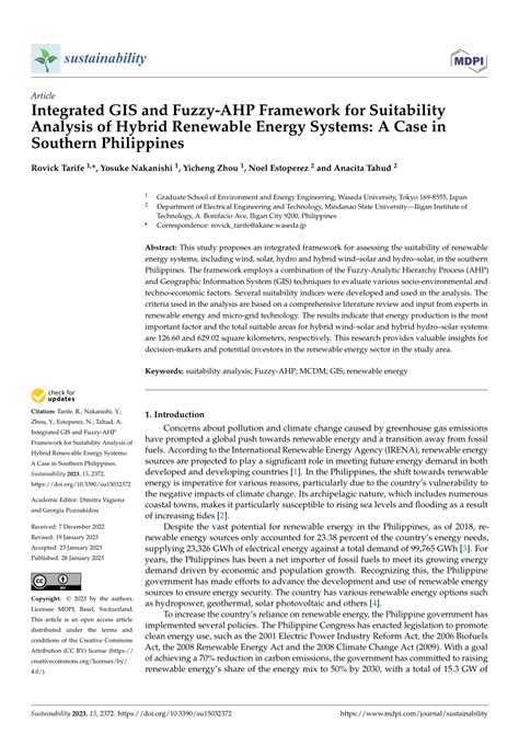 Pdf Integrated Gis And Fuzzy Ahp Framework For Suitability Analysis Of Hybrid Renewable Energy