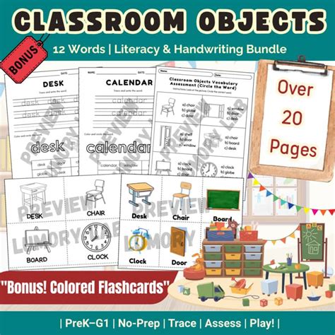 Classroom Objects Trace And Find Bundle 12 Words Prekg1 By Lumorylab