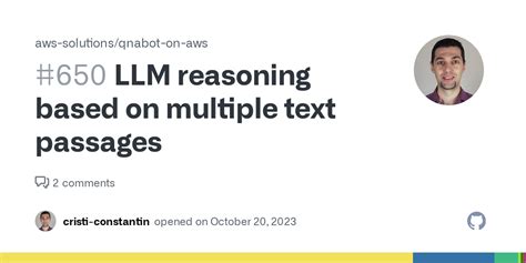 Llm Reasoning Based On Multiple Text Passages · Issue 650 · Aws Solutionsqnabot On Aws · Github