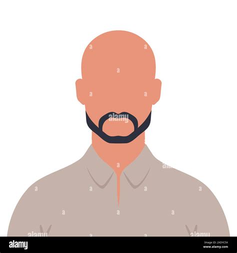 Abstract Faceless Bald Man With Beard Bald Bearded Male Avatar Vector