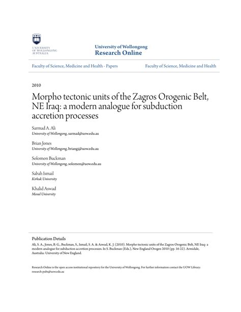 Pdf Morpho Tectonic Units Of The Zagros Orogenic Belt Ne Iraq A Modern Analogue For