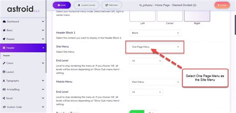 how to configure onepage menu with smooth scroll on jollyany templaza