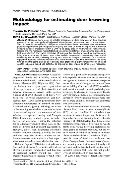 Pdf Methodology For Estimating Deer Browsing Impact