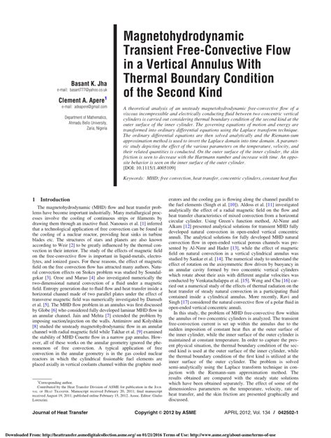 Pdf Magnetohydrodynamic Transient Free Convective Flow In A Vertical