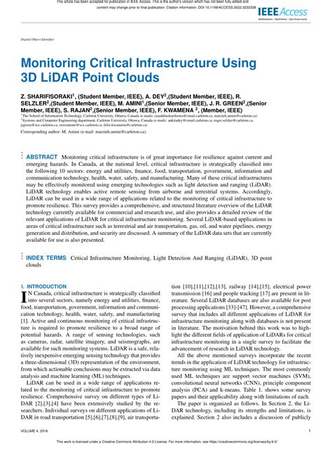 Pdf Monitoring Critical Infrastructure Using 3d Lidar Point Clouds