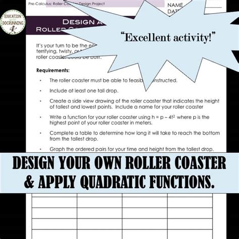 Quadratic Functions Project By Education With Docrunning Tpt