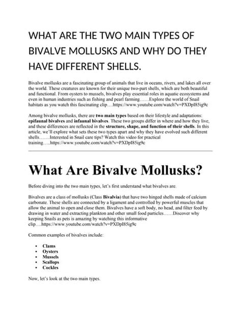 What Are The Two Main Types Of Bivalve Mollusks And Why Do They Have