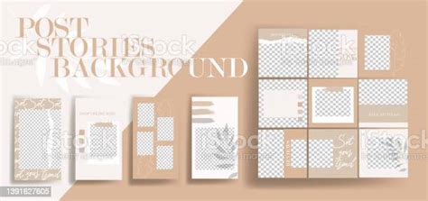 소셜 미디어 배너의 배경을 디자인하십시오 인스 타 그램 스토리 및 포스트 프레임 템플릿 세트 벡터 커버 개인 블로그 또는 상점을위한 모형 프로모션을위한 레이아웃 소셜 미디어