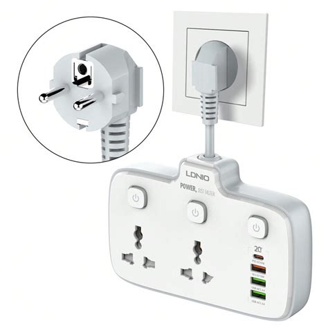 Hitrends 6 In 1 Multi Socket With Switch Power Strip With 3 Usb A And 1 Usb C Surge Protected