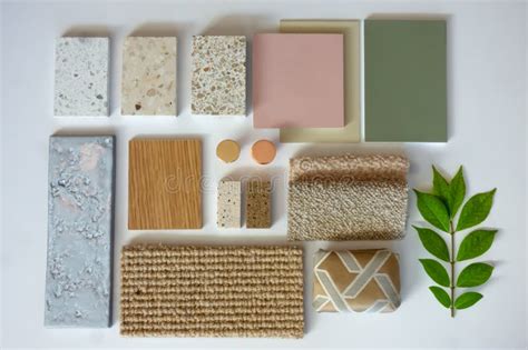 Interior Design Material Sample Board With Terrazzo Tiles Wood Sample