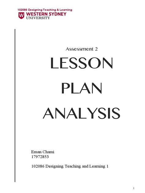 Lesson Plan Analysis Pdf Lesson Plan Educational Assessment