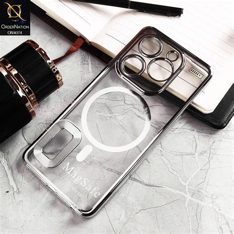 Tecno Spark 20c Cover Silver Electroplated Shiny Borders Soft Silicone Camera Protection