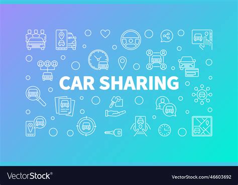 Car Sharing Outline Minimal Banner Carsharing Vector Image