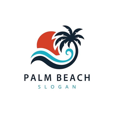 열대 해변 로고 디자인 템플릿 프리미엄 벡터