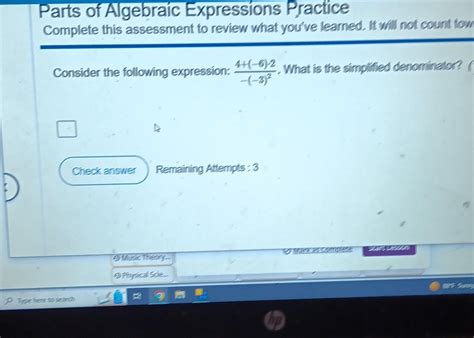 Solved Parts Of Algebraic Expressions Practice Complete This Chegg Com