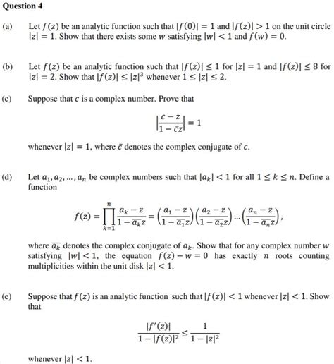 Solved Question A Let F Z Be An Analytic Function Such Chegg Com