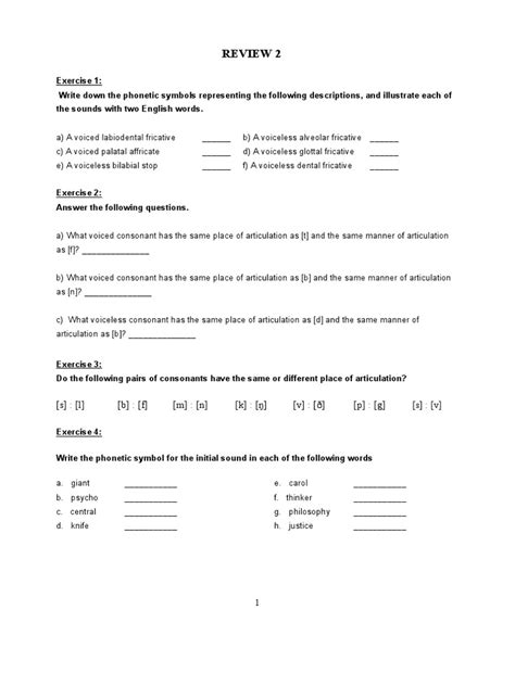 Phonetics Exercises Pdf Phonetics Linguistics