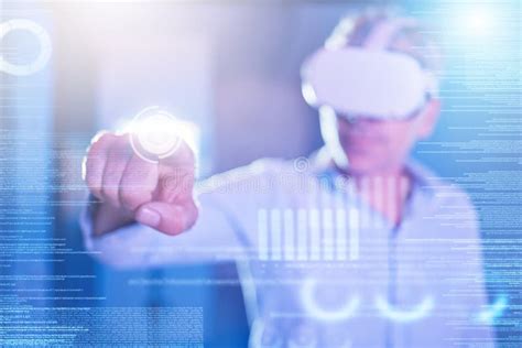 Digital Vr Headset Or Software Developer Or Coding User Interface Or Ux Program Code On 3d Data