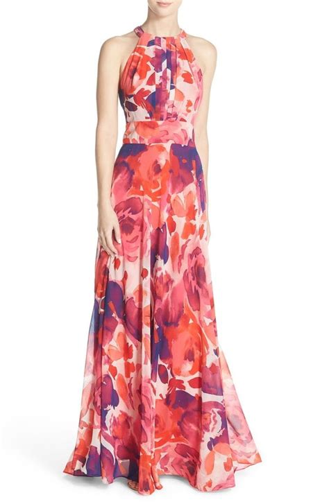 Floral Print Halter Maxi Dress For Summer Wedding Guests Eliza Dress
