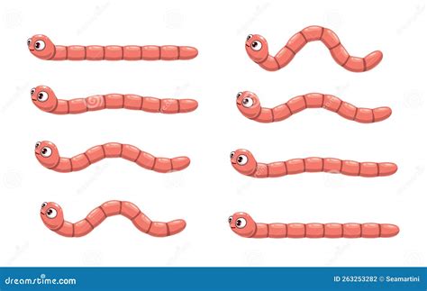 Animation Sequence Of Crawl Cartoon Earthworm Stock Vector Illustration Of Sprite Insect
