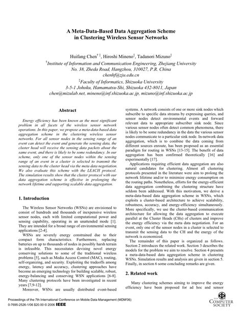 Pdf A Meta Data Based Data Aggregation Scheme In Clustering Wireless