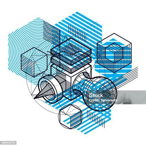 선 및 다른 요소 벡터 추상 배경의 아이소메트릭 추상화 큐브 육각형 사각형 사각형 및 다른 추상적인 성분의 구성 0명에 대한 스톡 벡터 아트 및 기타 이미지 Istock