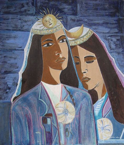 Homero Herrera Inca And Coya Celestial Portrait Of Two Women Oil