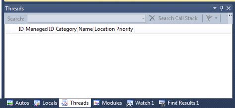 C No Threads Displayed In The Threads Debug Window Stack Overflow