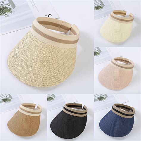 Upf50 Wide Brim Visor Hats For Women Straw Beach Sun Hat Sun Hat Roll