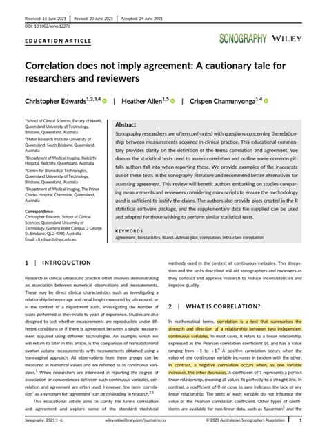 Correlation And Agreement Research Pdf Coefficient Of Determination